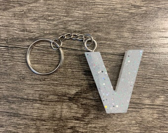Letter V Keychain - Etsy