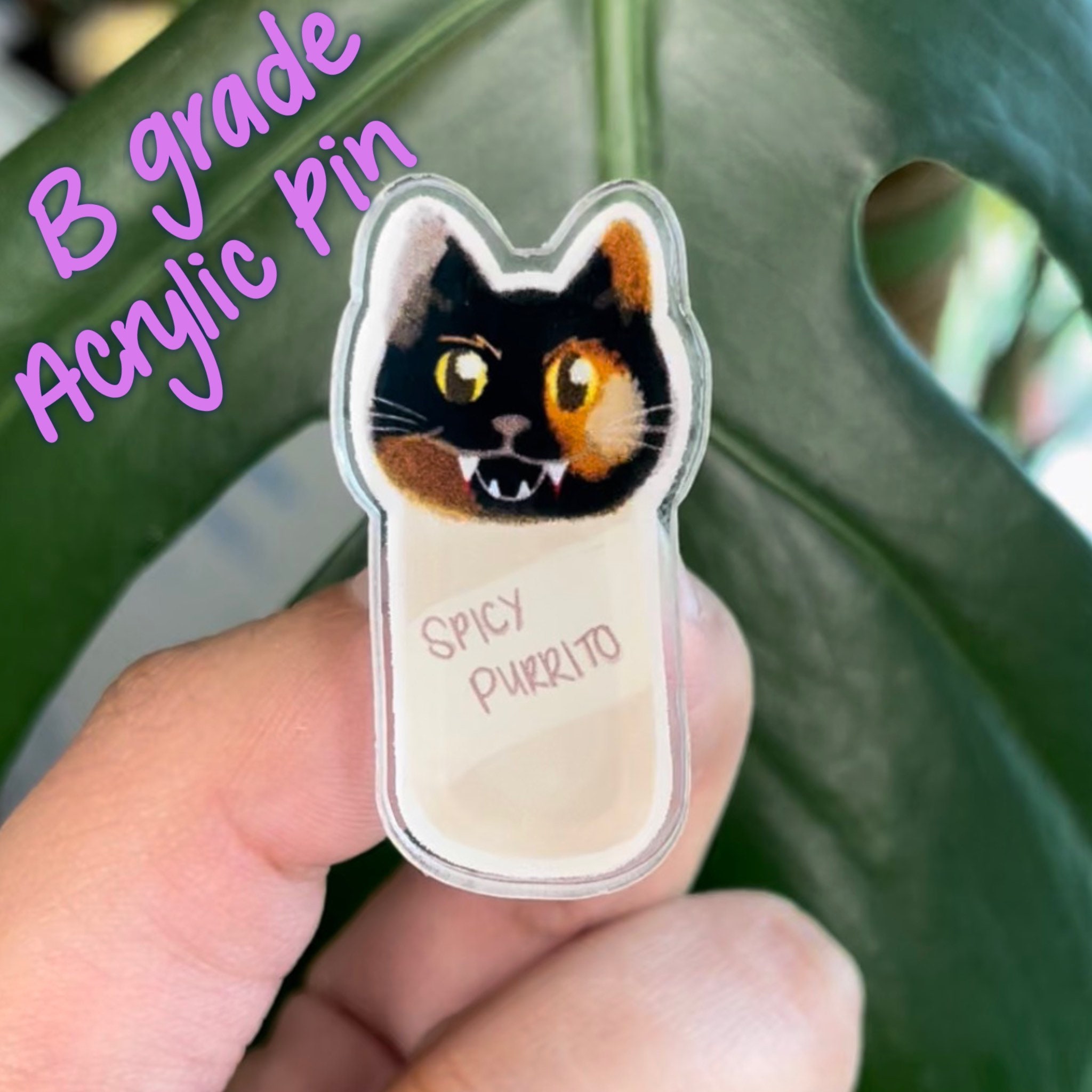 B Grade Spicy Purrito Acrylic Pin - Etsy