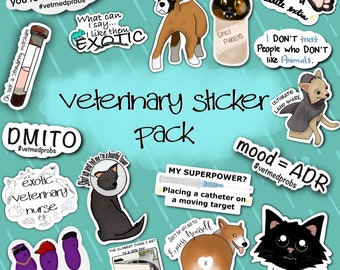 Funny Vet Sticker Pack - Etsy