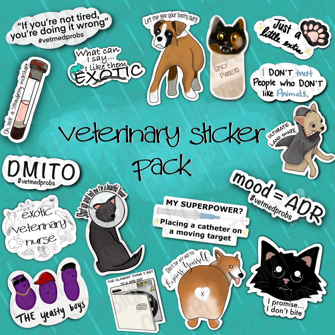 Veterinary Variety Sticker Pack Funny Vet Med Stickers Vet Tech Week - Etsy