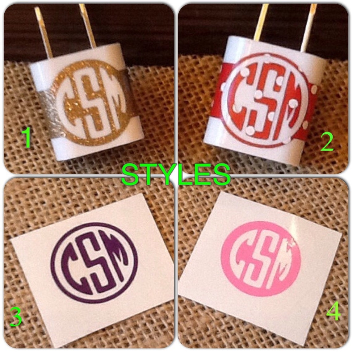 Iphone Charger Decal Charger Decal Monogram Phone Charger - Etsy