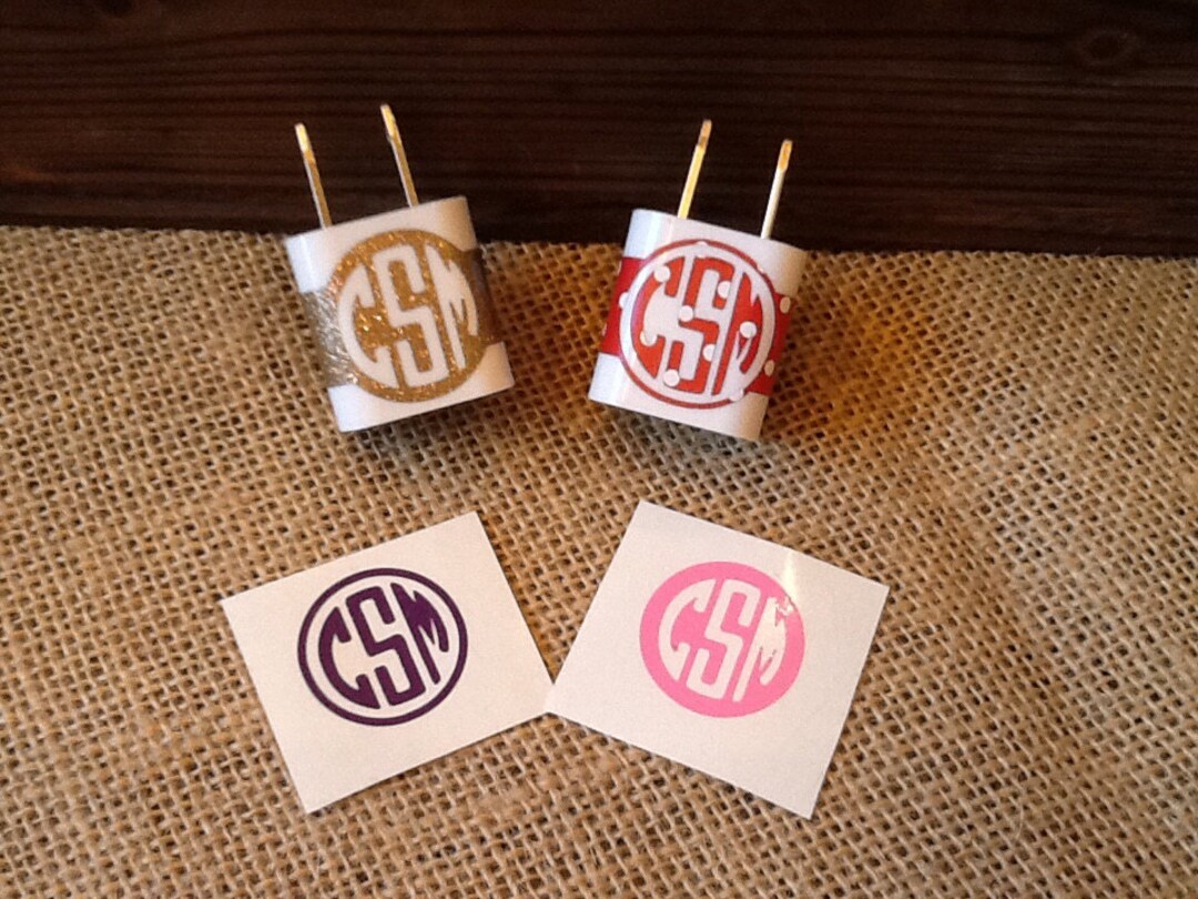 IPhone Charger Decal, Charger Decal, Monogram Phone Charger Decal ...
