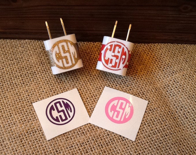 IPhone Charger Decal, Charger Decal, Monogram Phone Charger Decal ...