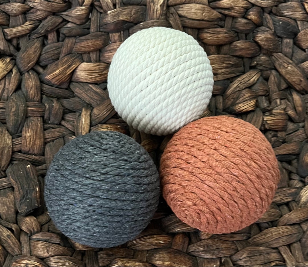 Rust, Charcoal Gray and Ivory Rope Balls; Bowl Filler Balls; Vase ...