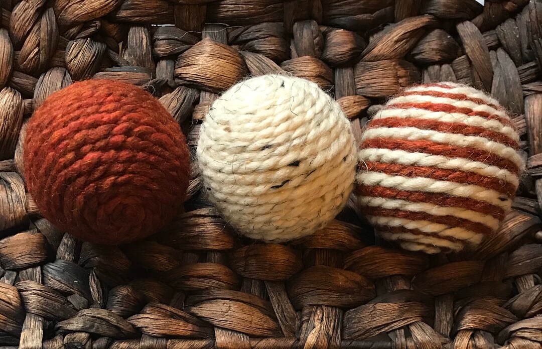 Rust and Neutral Decorative Yarn Balls; Decorative Balls; Deco Balls ...