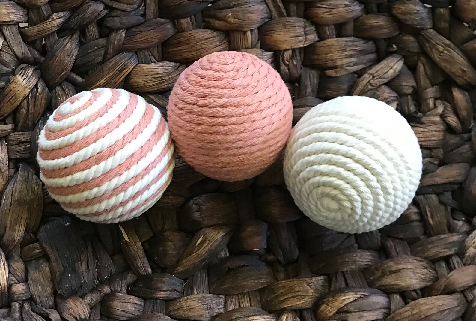 Blush and Ivory Decorative Rope Balls Rope Ball Vase - Etsy