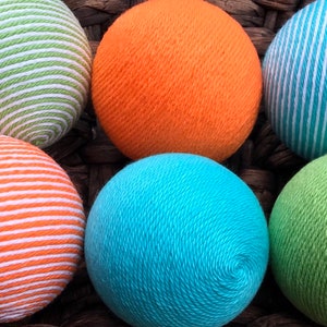 Aqua, Lime Green and Orange Yarn Balls; Bowl Fillers; Vase Fillers ...