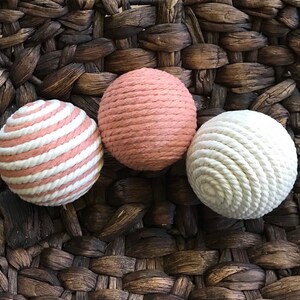 Blush and Ivory Decorative Rope Balls; Rope Ball; Vase Fillers; Bowl ...