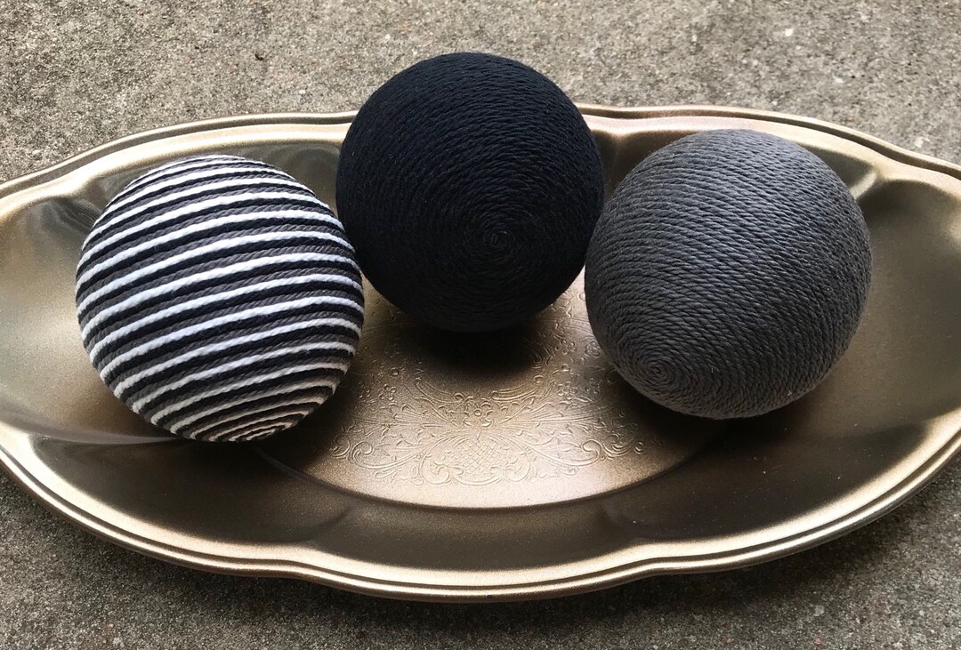 Decorative Yarn Balls Black, Gray and White Decorative Balls Deco Balls ...
