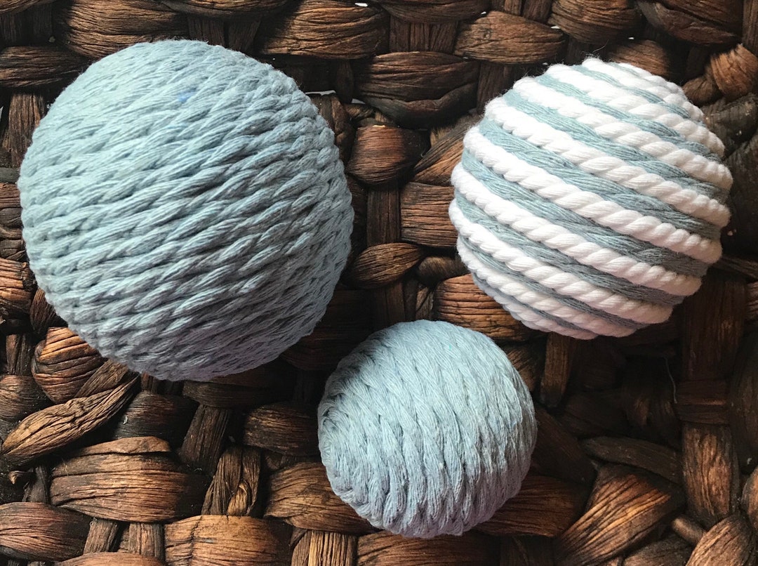 Light Blue and White Decorative Rope Balls; Decorative Balls; Rope Ball ...