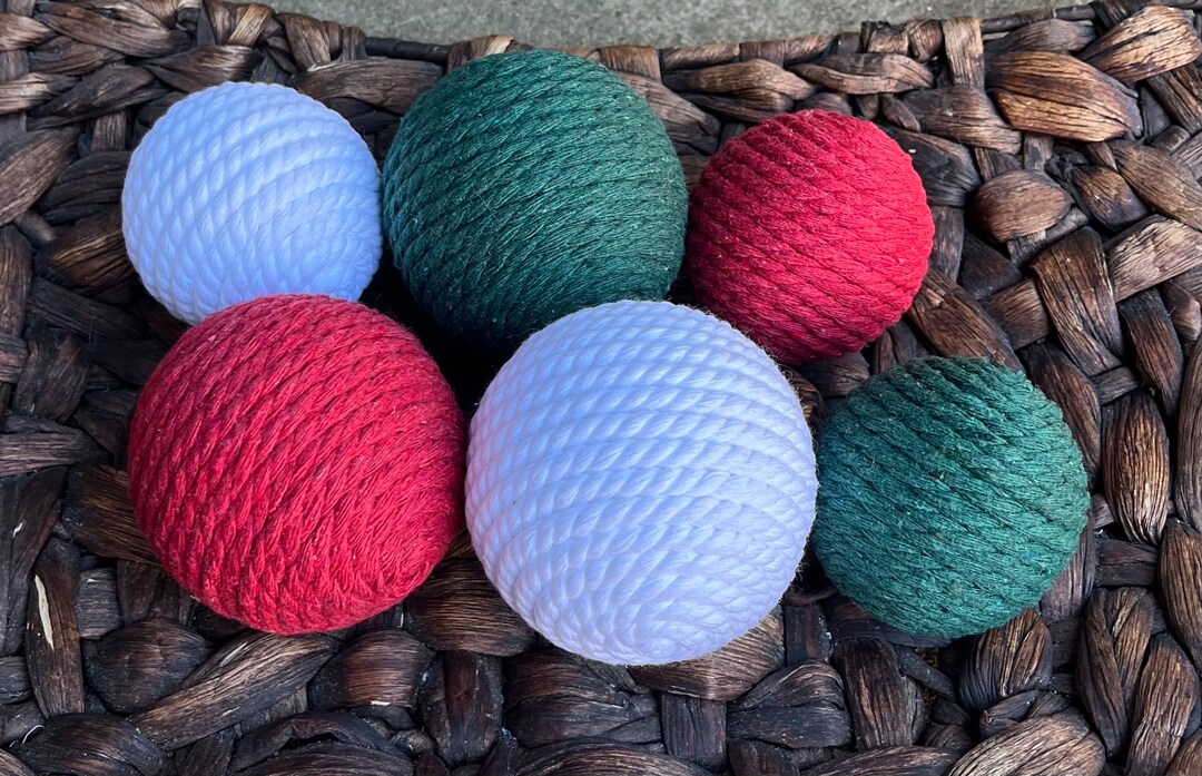 Red Green and White Rope Balls Christmas Vase Fillers Bowl - Etsy
