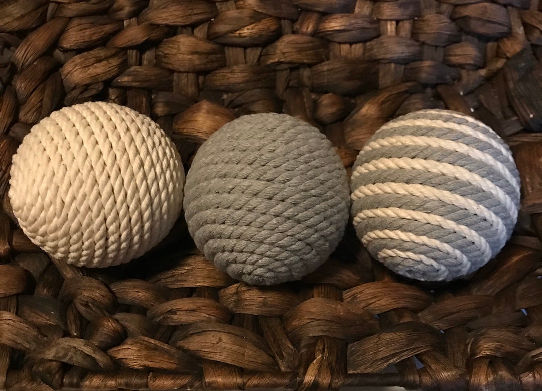 Gray and Ivory Decorative Rope Balls Decorative Balls Rope Ball Deco ...