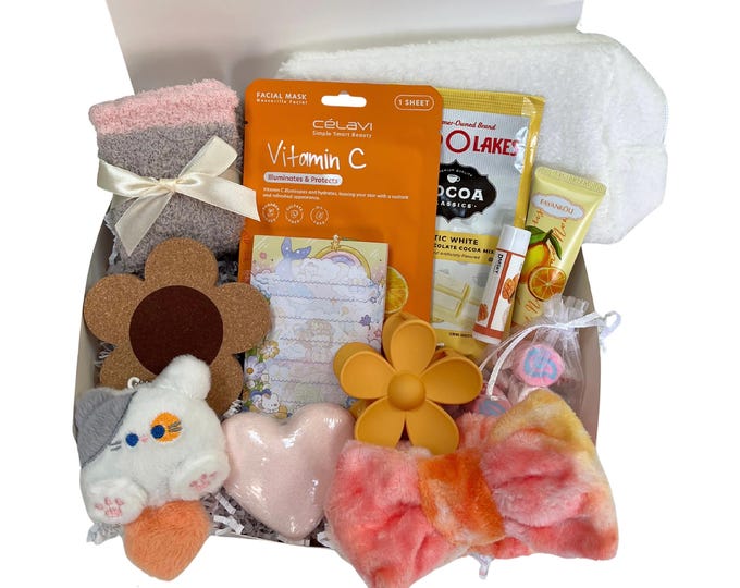 Tween Girl Spa Gift Box: Fuzzy Bag, Socks, Headband & More - Etsy