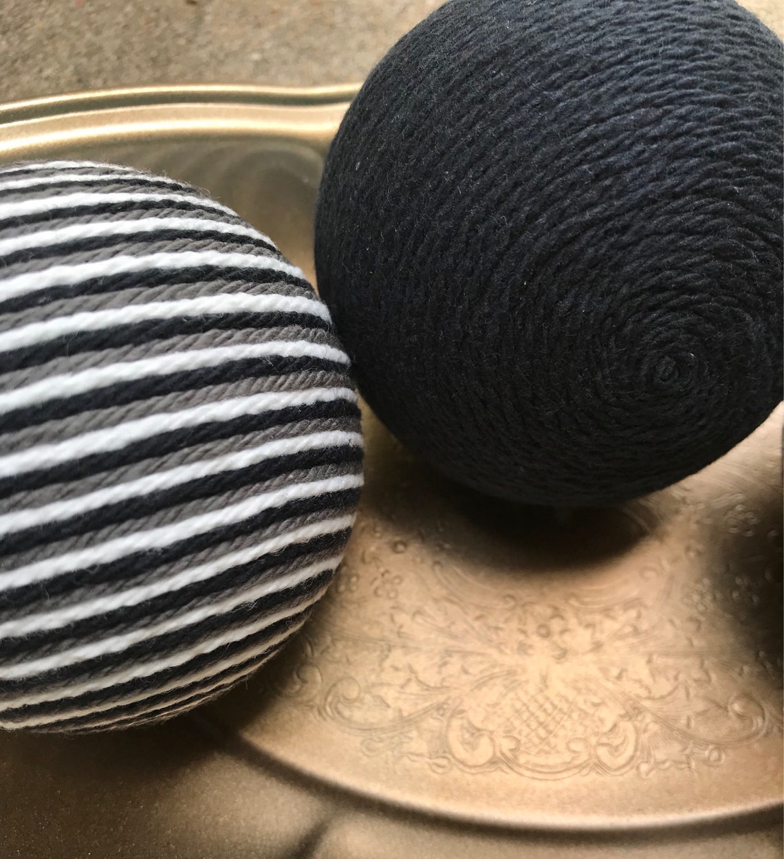 Decorative Yarn Balls Black Gray and White Decorative Balls - Etsy