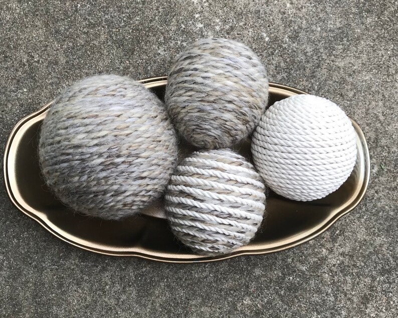 Decorative Yarn Balls Tan and Cream Decorative Balls Deco | Etsy