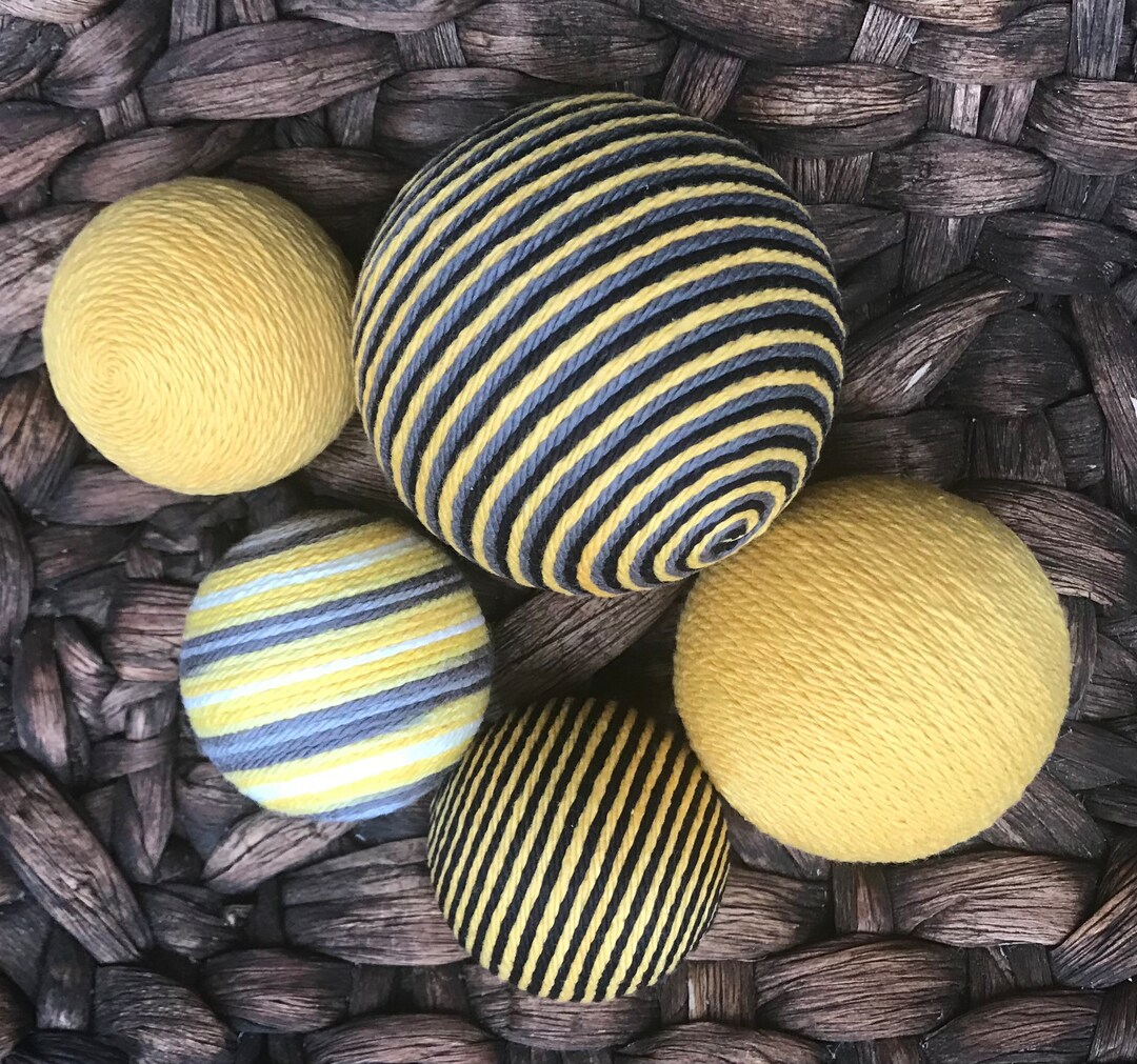 Decorative Yarn Balls Black, Gray, and Yellow Decorative Balls Deco ...