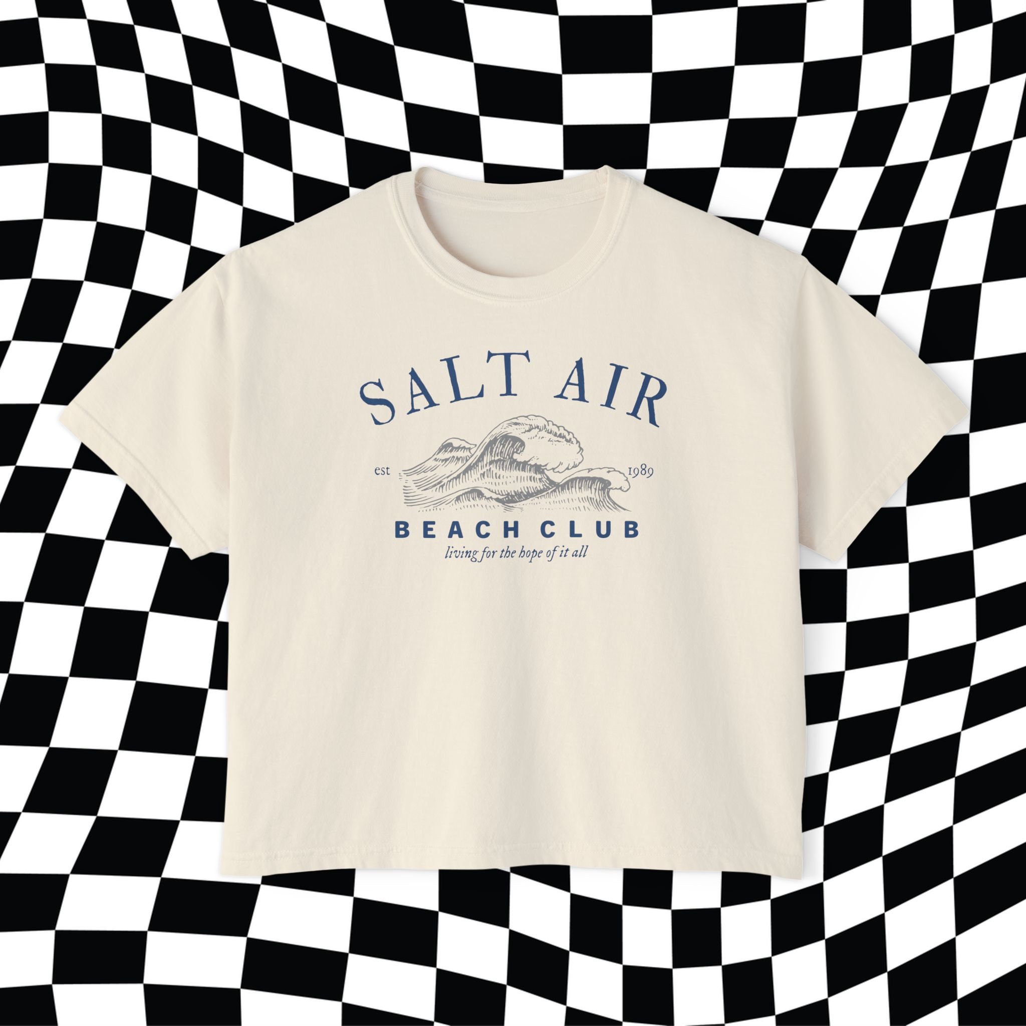 August Salt Air Beach Club Boxy Comfort Colors Cropped Tee, Gift for ...