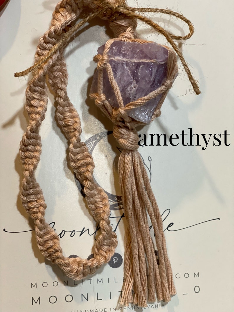 Macrame Himalayan Salt Rock Raw Rose Quartz Raw Amethyst - Etsy