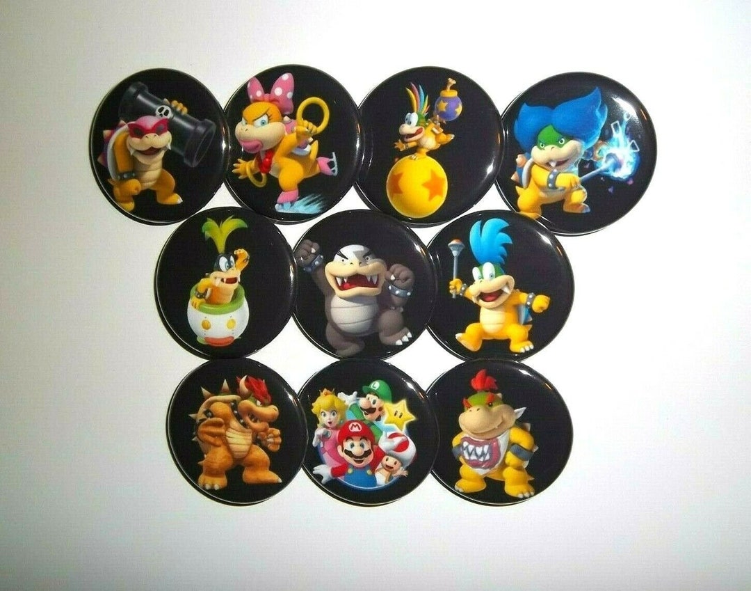 1.25"+2.25" Super Mario Bros. Inspired Pinback Buttons Set of 10 Mario ...