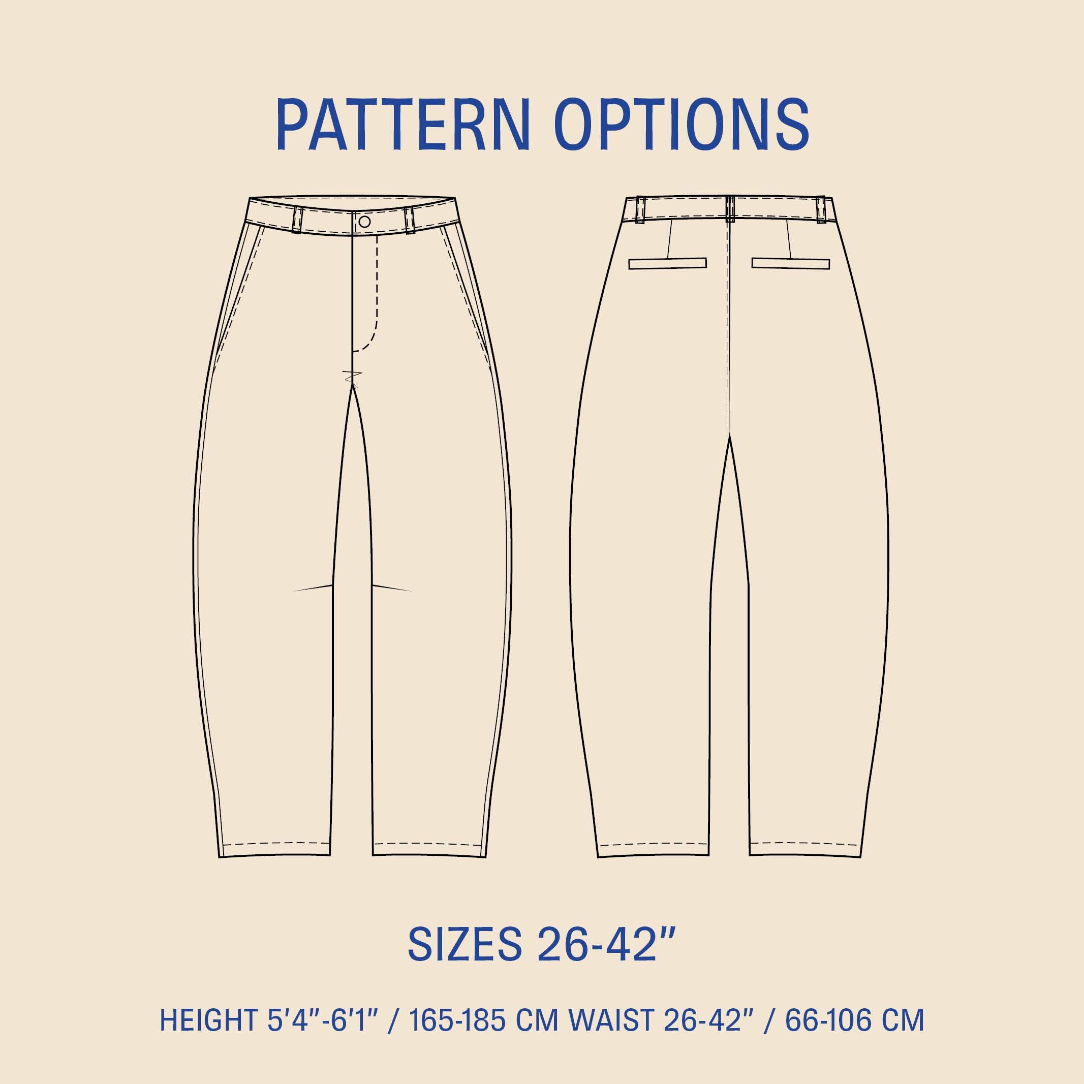 Men's Barrel Leg Chino Pants Sewing Pattern: Relaxed Fit (PDF Pattern ...