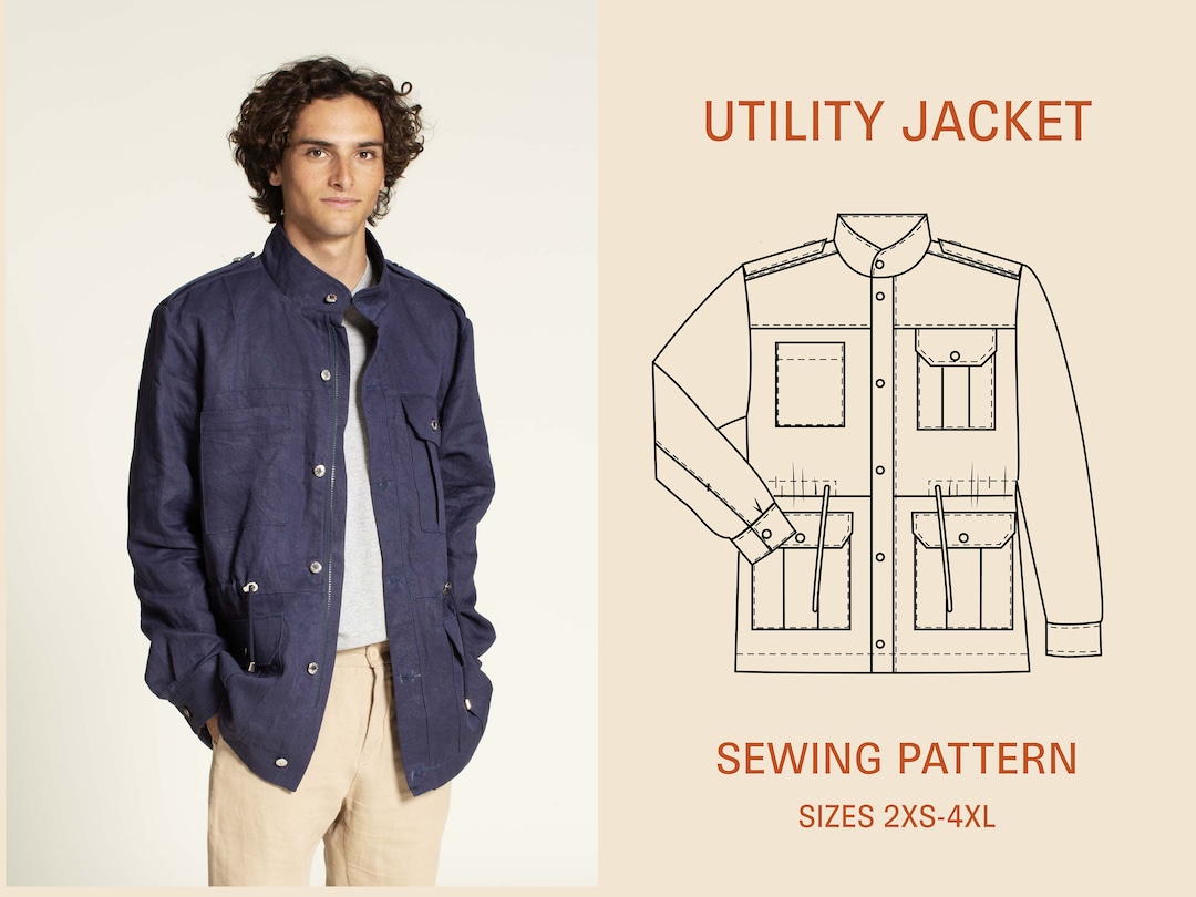 Men's Outdoor Jacket Sewing Pattern, Sizes 2XS-4XL, Utility Military ...
