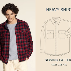 Men's Overshirt Sewing Pattern: Heavy Woven Fabric (sizes 2XS-4XL) (PDF ...