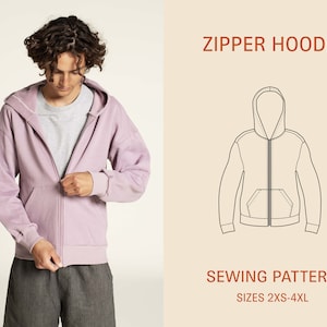 Zip-up Hoodie Sewing Pattern & Video Tutorial (sizes 2XS-4XL) - Etsy