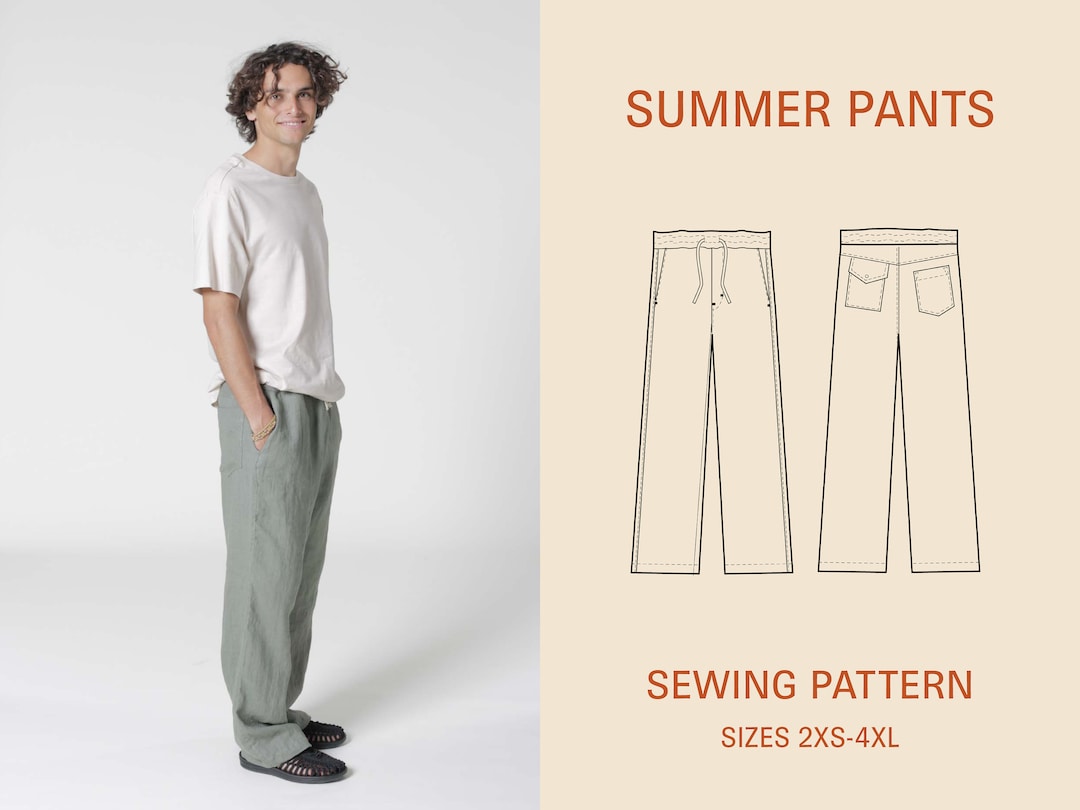 Pants Sewing Pattern, Projector File and Video Tutorial, Men's Sizes ...