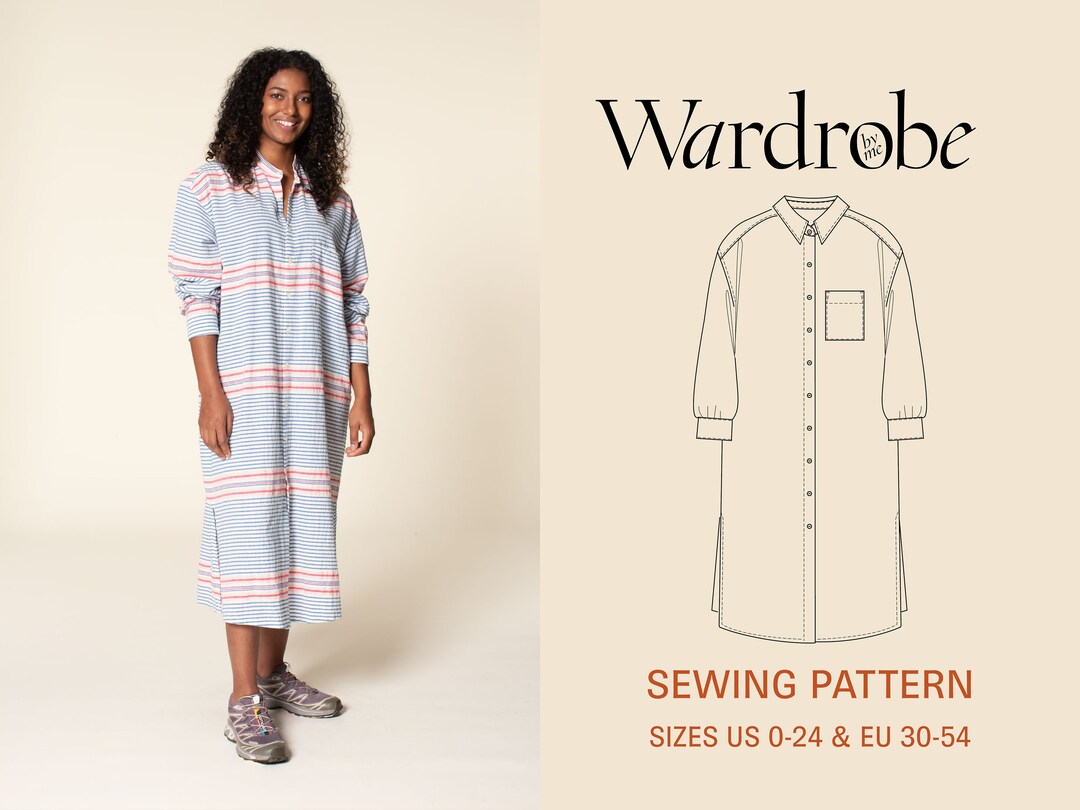 Maxi Shirtdress Sewing Pattern, Video and Projector File, Oversized Big ...
