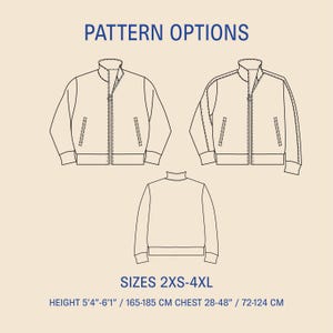 Track Jacket Sewing Pattern – Men’s PDF Pattern (2XS–4XL) - Etsy UK
