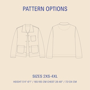 Overshirt Sewing Pattern: Workwear Jacket PDF (sizes 2XS-4XL) - Etsy