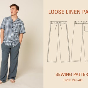 Loose Linen Pants Sewing Pattern With Video Tutorial | Men's Sizes 2XS ...