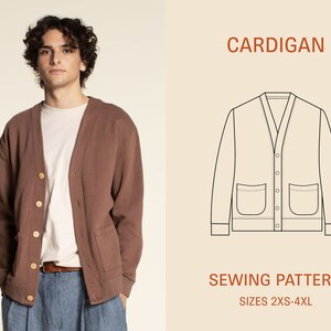 Mens Classic Cardigan Sewing Pattern: Cozy Knit Jacket (PDF Pattern) - Etsy