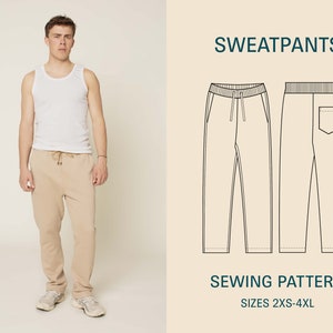 Pants Sewing Pattern for Men and Video Tutorial and Projector File ...