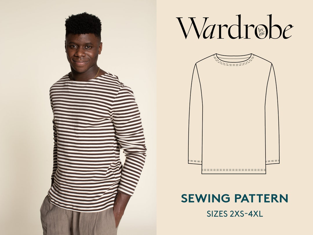 Easy T-shirt Sewing Pattern for Beginners in Sizes 2XS-4XL, Breton T ...