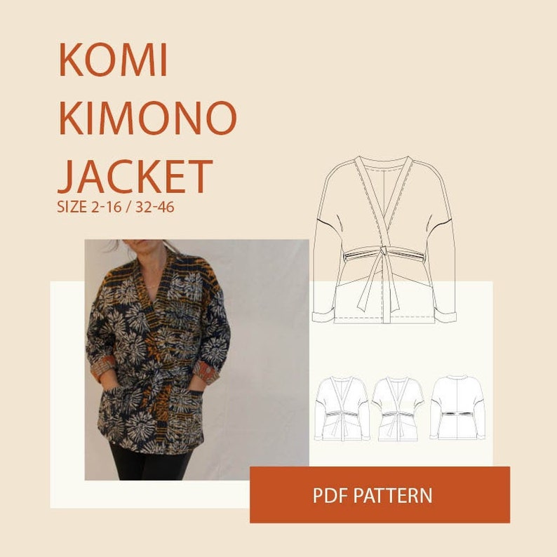 Kimono jacket PDF sewing pattern for womenKimono jacket pdf | Etsy