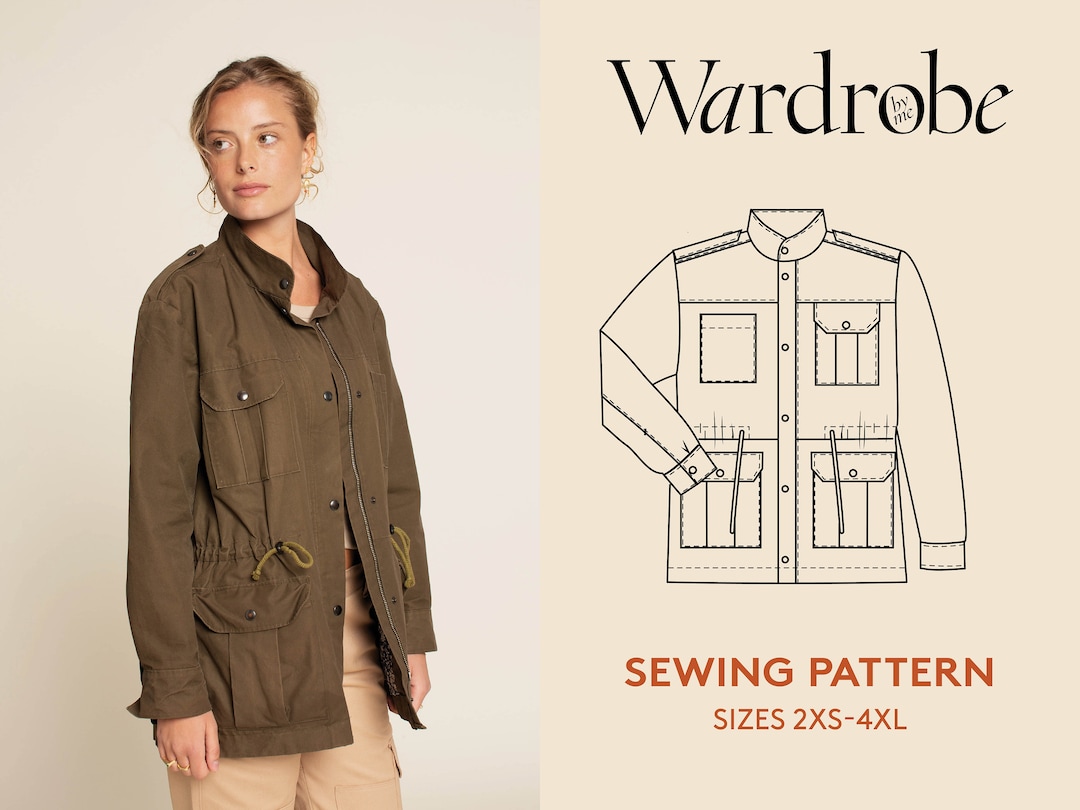 A Military Jacket Sewing Pattern and Projector File, Utility Military Jacket, and Women's PDF ...