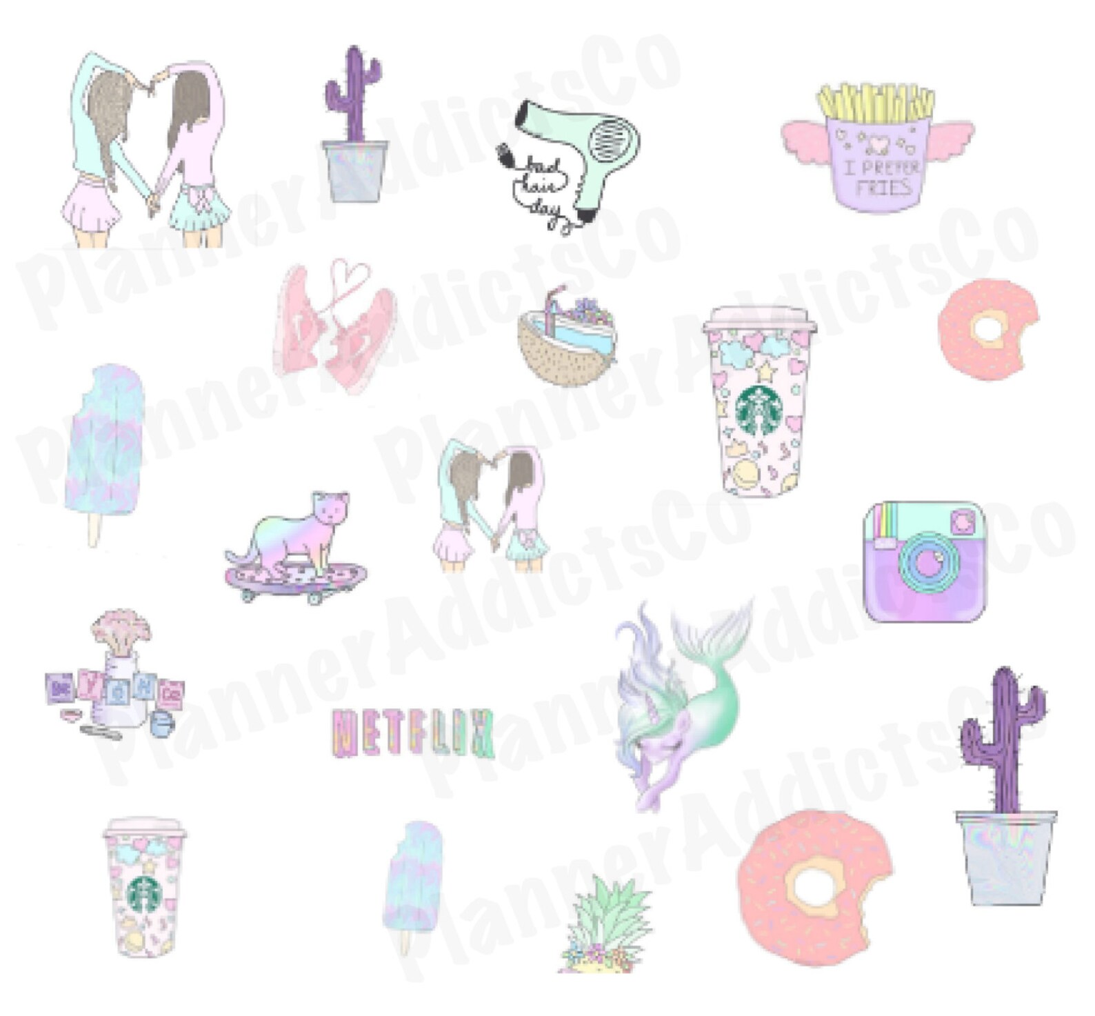 Tumblr Inspired Pastel Girly & Cute Planner Stickers - Etsy