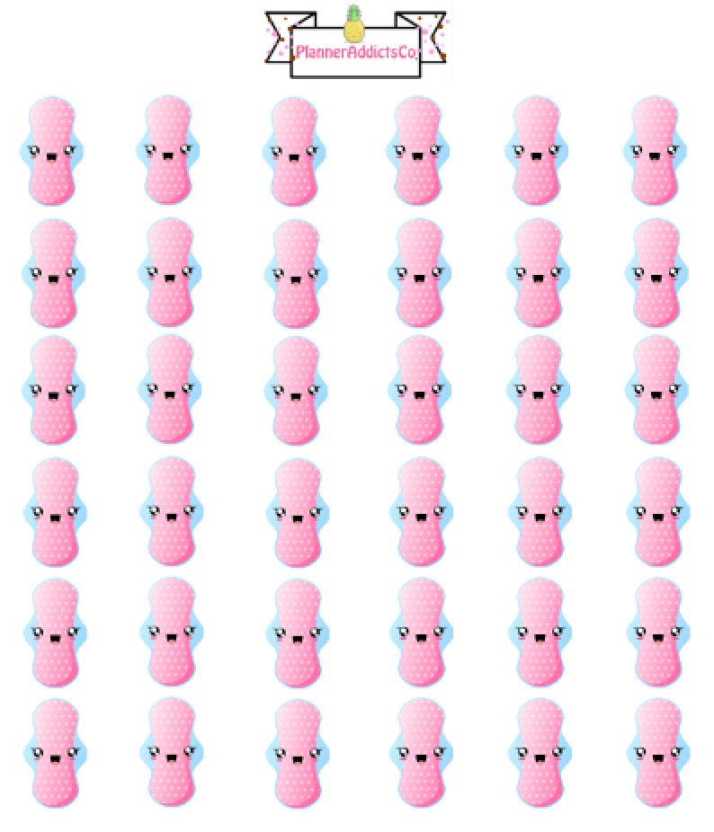 Kawaii Period Pad Tracking Planner Stickers Aunt Flow | Etsy