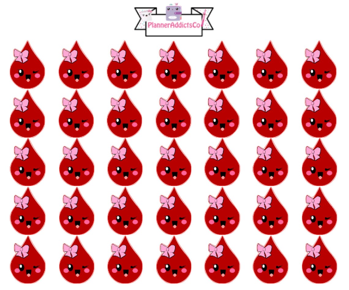 Kawaii Girly Reminder Planner Stickers: Period Menstrual - Etsy