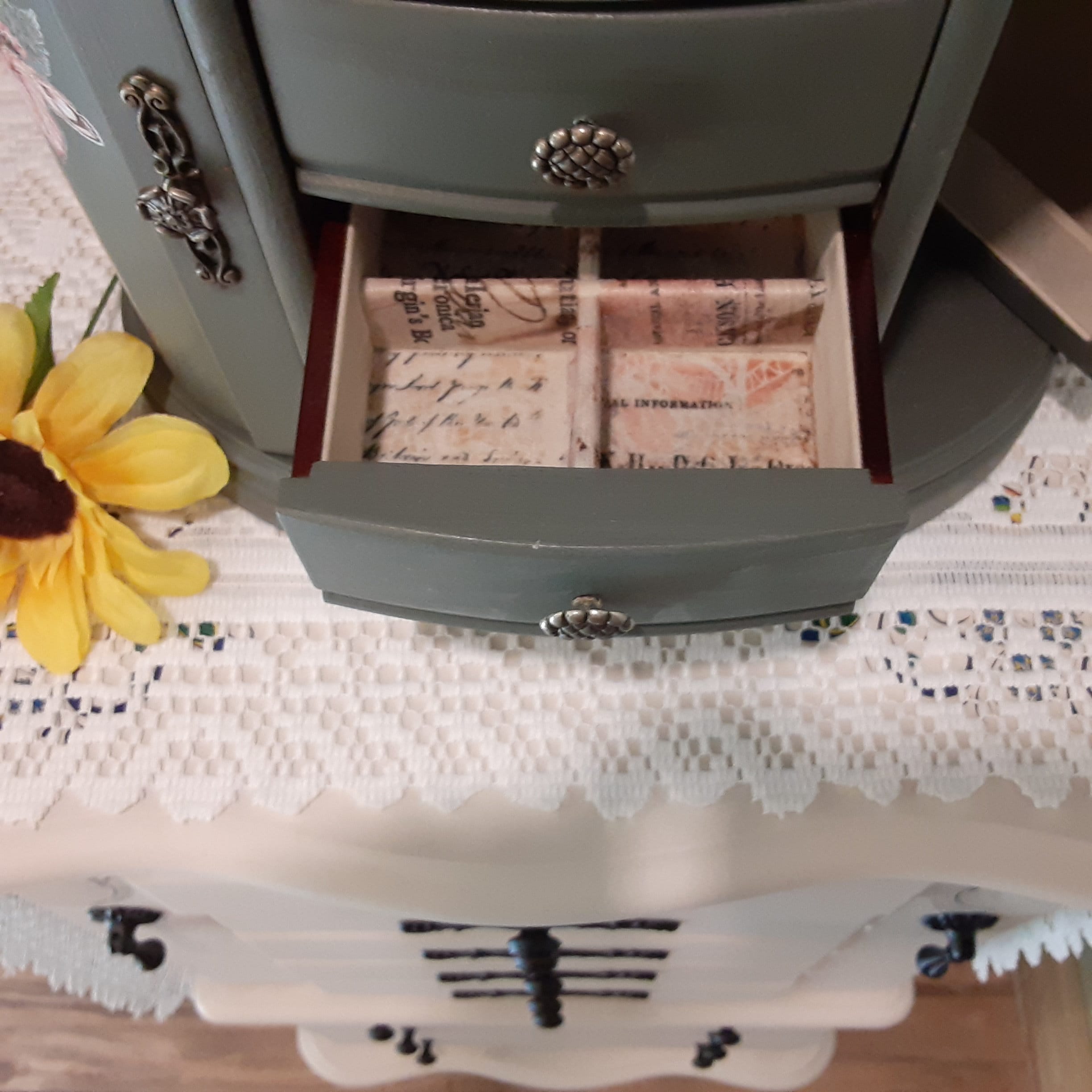 Painted Olive Green Jewelry Box, Organizer, Jewelry Storage, Tabletop ...