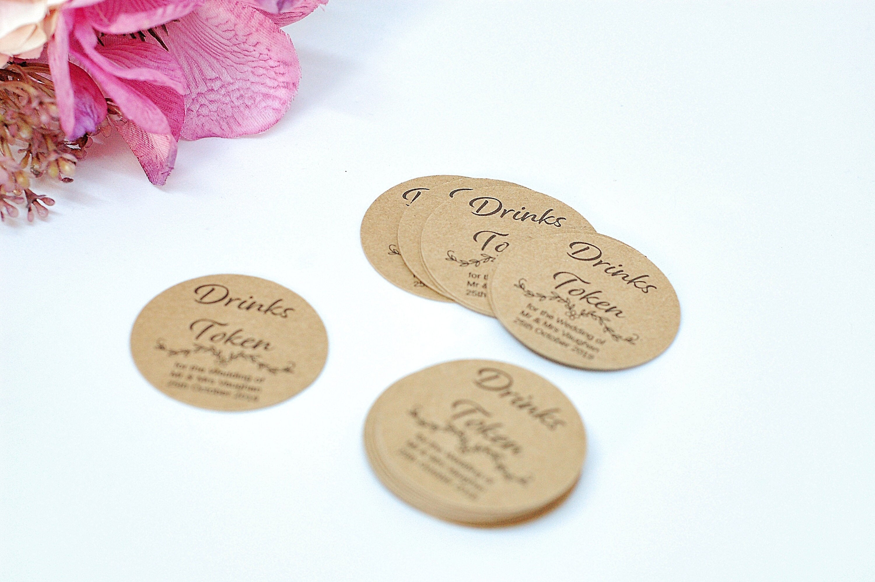 Personalised Drinks Token for Wedding Reception Kraft Card - Etsy UK