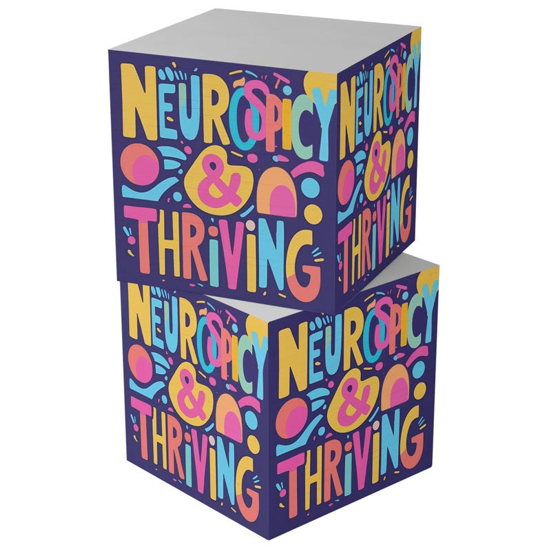 Neurospicy Thriving Post-it Note Cube: Colorful ADHD Desk Organizer - Etsy