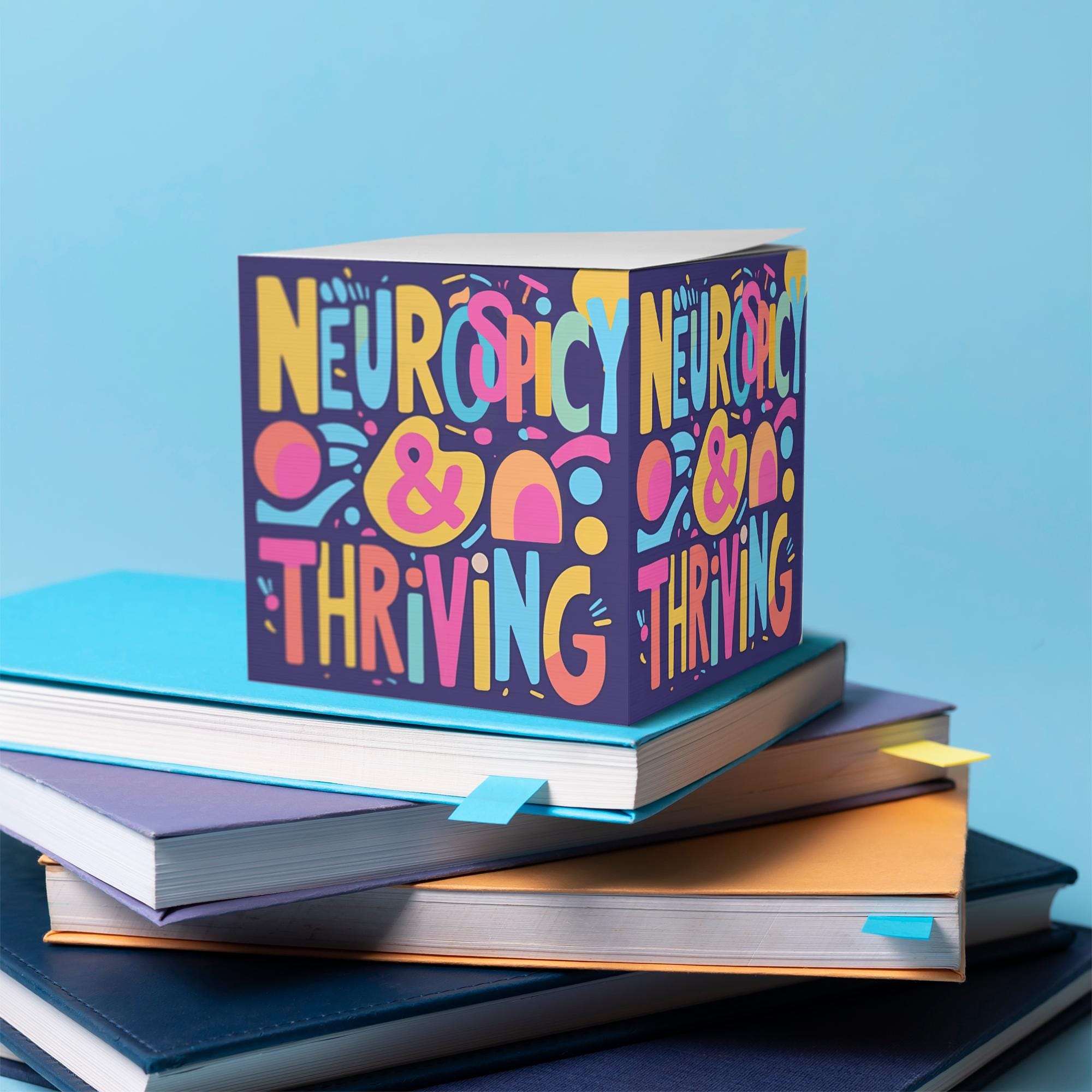 Neurospicy Thriving Post-it Note Cube: Colorful ADHD Desk Organizer - Etsy