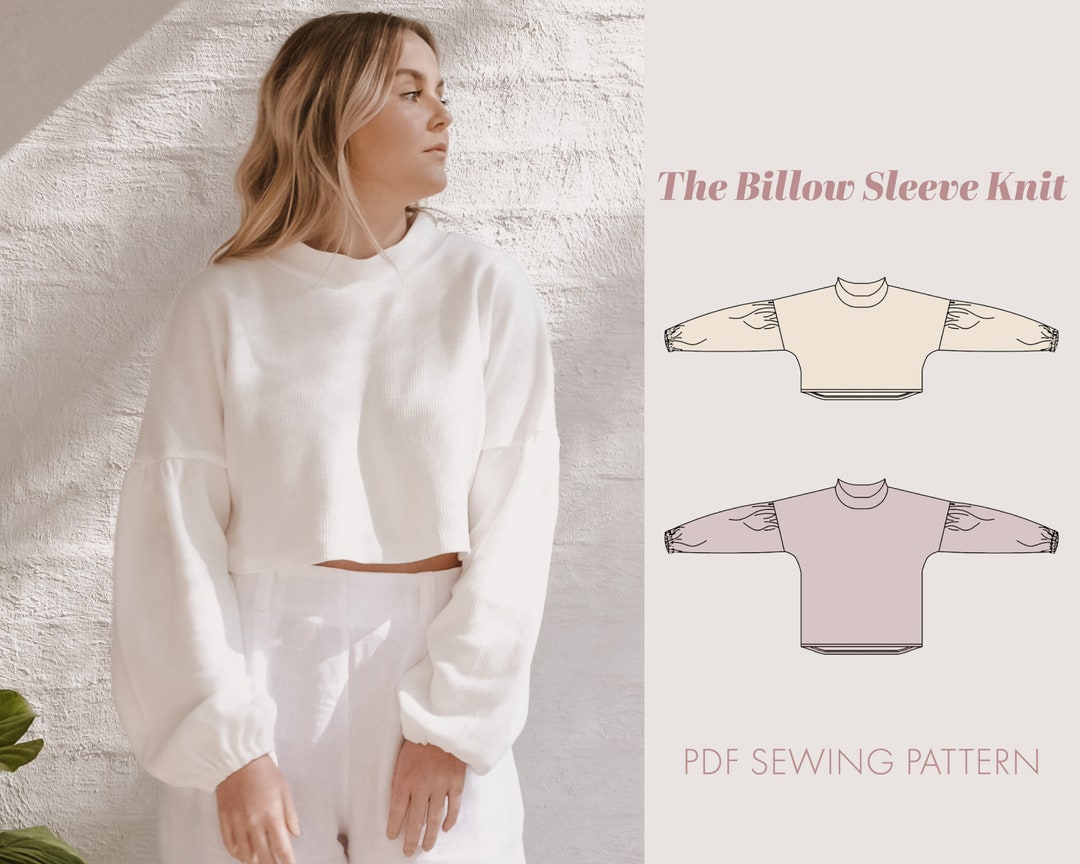 Womens PDF Jumper Sewing Pattern Billow Sleeve Knit Top Jumper Sewing ...