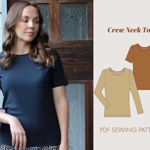 Crew neck top pattern womens sewing pattern t shirt pattern | Etsy
