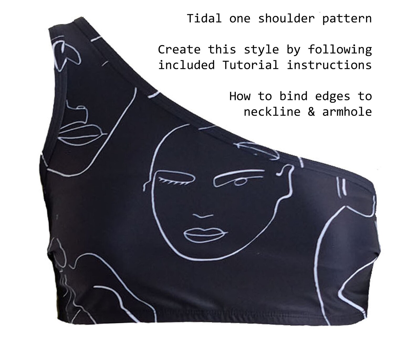 One Shoulder Bikini Top Sewing Pattern | Bikini Pattern | One Shoulder ...