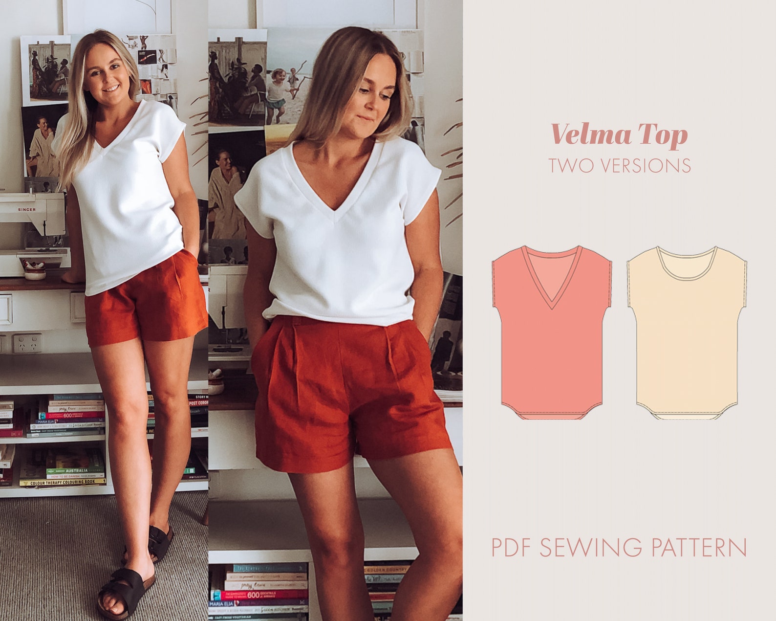 Knit Top Sewing Pattern PDF Womens Sewing Patterns V Neck | Etsy
