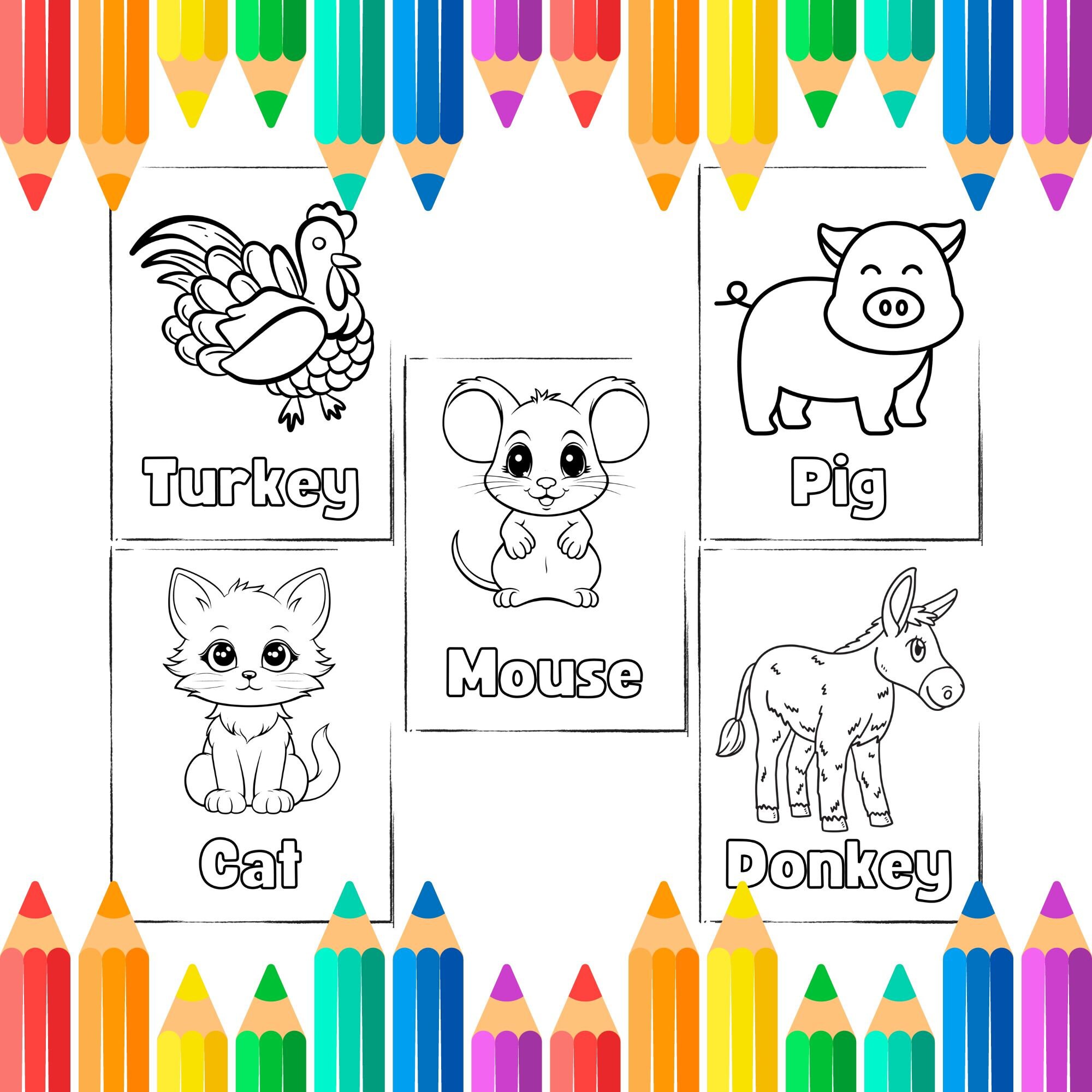 Printable Farm Animal Colouring Book/pages for Kids, Toddlers ...