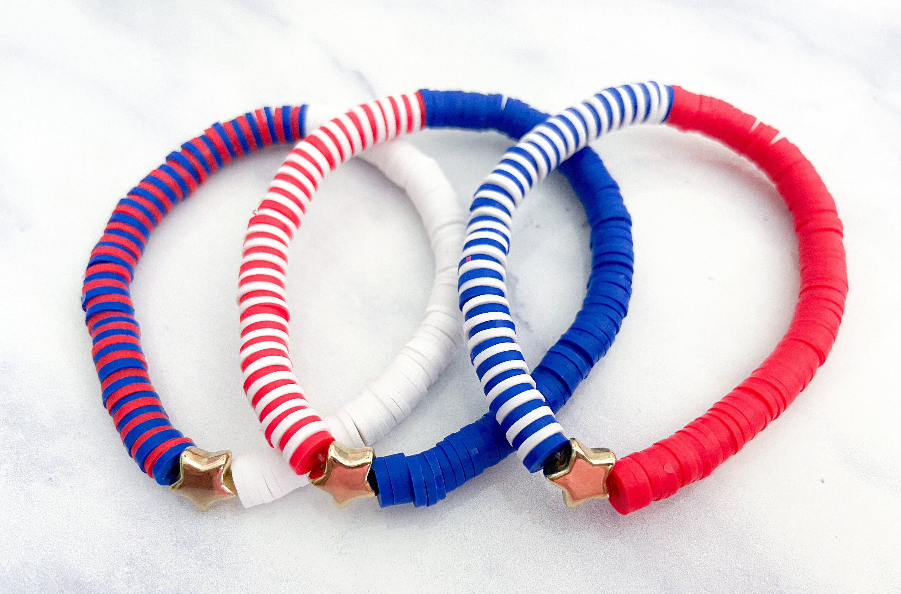 USA Fourth of July Memorial Red, White & Blue customized Bracelet ...